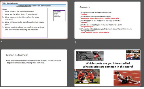 KS3 sports injuries muscles | Teaching Resources