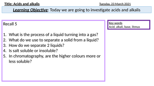 KS3 acids and alkalis | Teaching Resources