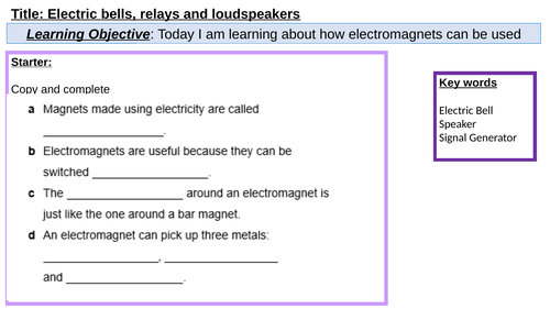 KS3 Electric bells, relays, loudspeakers | Teaching Resources