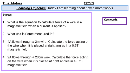 KS3 Electric motors | Teaching Resources