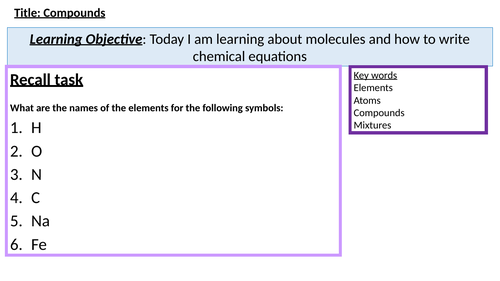 KS3 Compounds | Teaching Resources