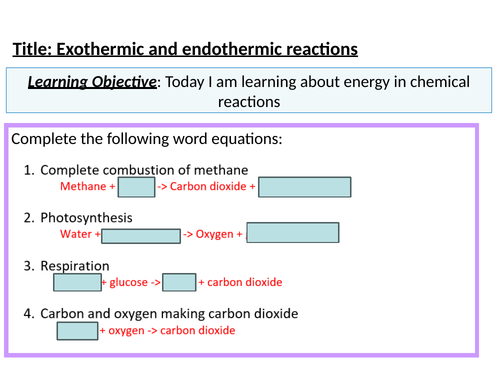 KS3 Exothermic and endothermic reactions | Teaching Resources