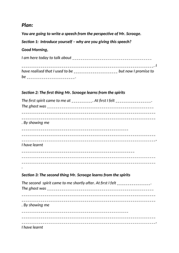 A Christmas Carol: Mr. Scrooge Speech Writing | Teaching Resources
