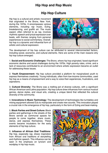 Hip Hop and Rap Music (Cover Work Booklet) | Teaching Resources