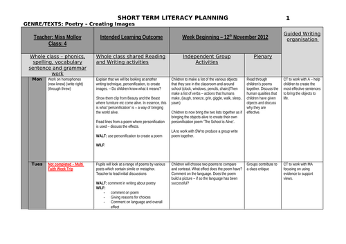 Poetry year 4 Two Weeks of Planning Magic Box Kit wright Material ...