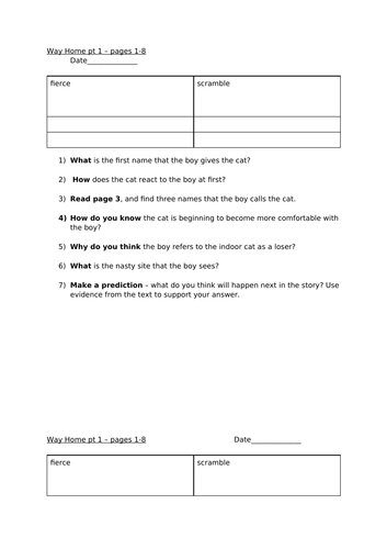 Way Home by Libby Hathorn Guided Reading Questions | Teaching Resources