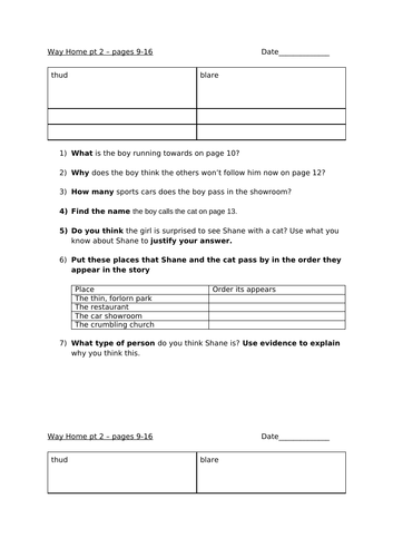 Way Home by Libby Hathorn Guided Reading Questions | Teaching Resources