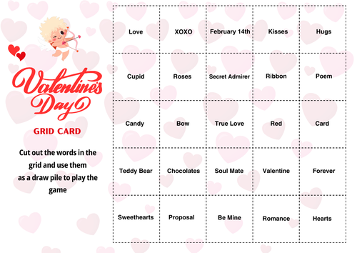 Valentine's Day Themed Bingo Game (3X3) February 14th Activity X 18 ...