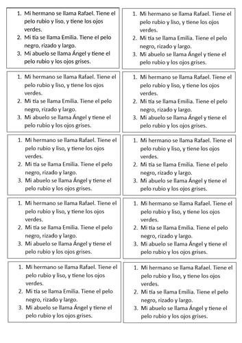 Viva 1, Module 4.2 - De qué color tienes los ojos | Teaching Resources