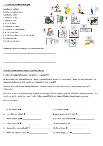 Je fais du sport - faire & jouer | Teaching Resources