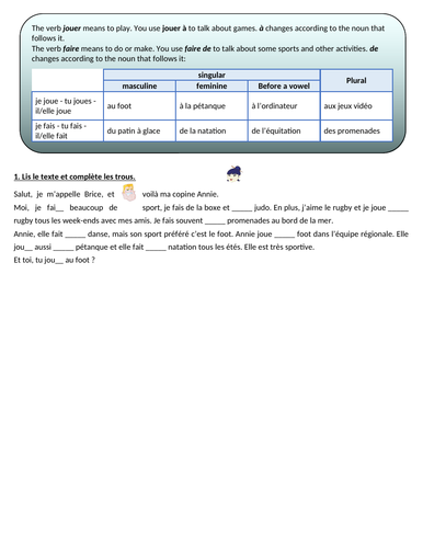 Je fais du sport - faire & jouer | Teaching Resources