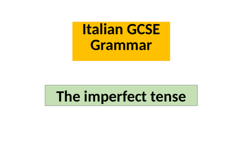 Italian - The imperfect tense | Teaching Resources