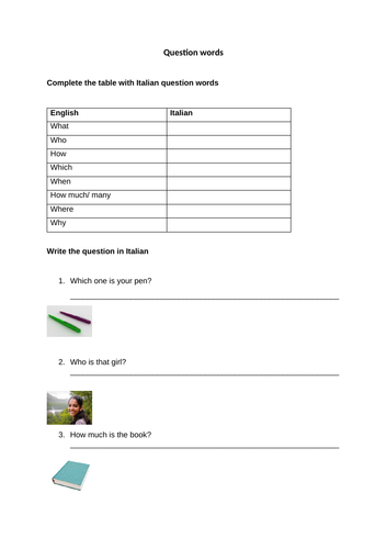 Italian question words | Teaching Resources