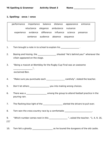 Year 6 SPAG weekly activities | Teaching Resources