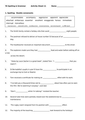 Year 6 SPAG weekly activities | Teaching Resources