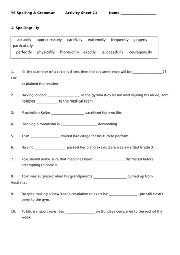 Year 6 SPAG weekly activities | Teaching Resources