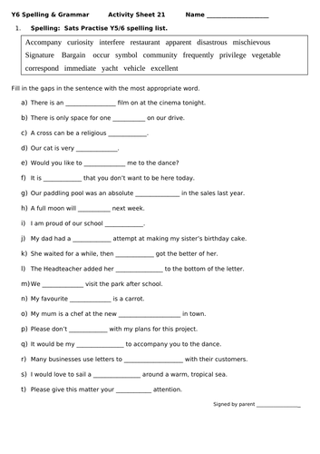 Year 6 SPAG weekly activities | Teaching Resources