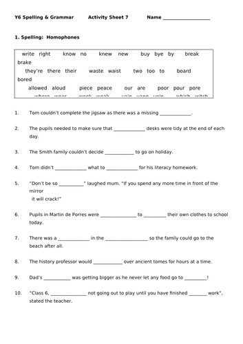 Year 6 SPAG weekly activities | Teaching Resources