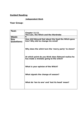 The Lion, the Witch and the Wardrobe Reading Resource | Teaching Resources