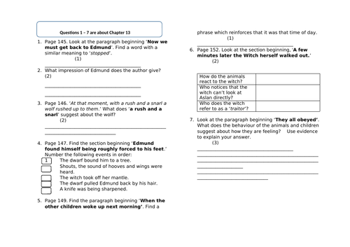 The Lion, the Witch and the Wardrobe Reading Resource | Teaching Resources