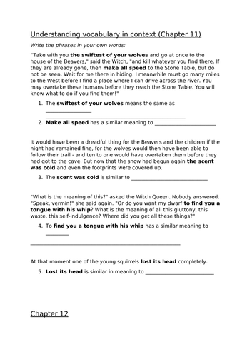 The Lion, the Witch and the Wardrobe Reading Resource | Teaching Resources