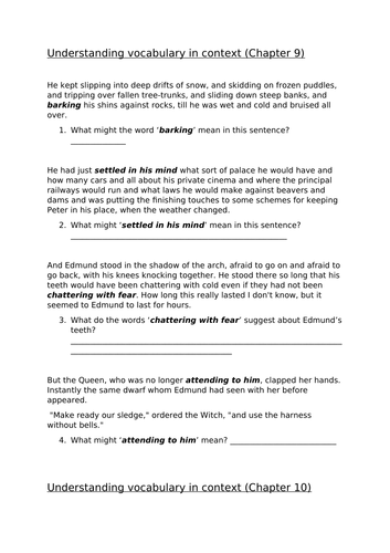 The Lion, the Witch and the Wardrobe Reading Resource | Teaching Resources