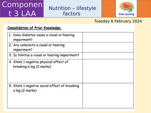 Nutrition and Physical Activity - BTEC Health and Social Care Component ...