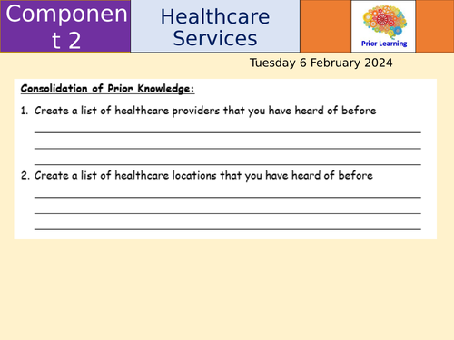 Healthcare Services - BTEC Health and Social Care Component 2 ...