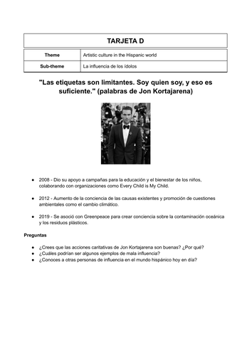 Spanish Speaking Cards Full Set (AQA AS/A level) | Teaching Resources