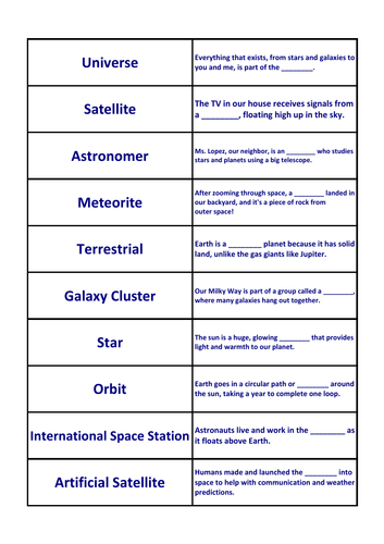 KS3 Night sky keywords puzzle | Teaching Resources