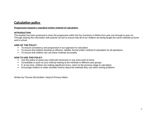 Primary Maths Calculation Policy | Teaching Resources