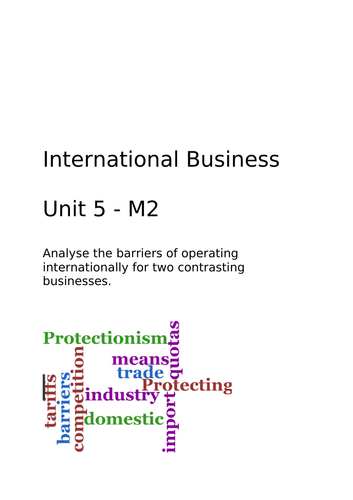 Level 3 BTEC Business - Unit 5: International Business (All Learning ...