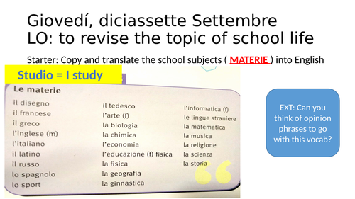 Materie scolastiche Italiano School Subjects & opinions in Italian ...