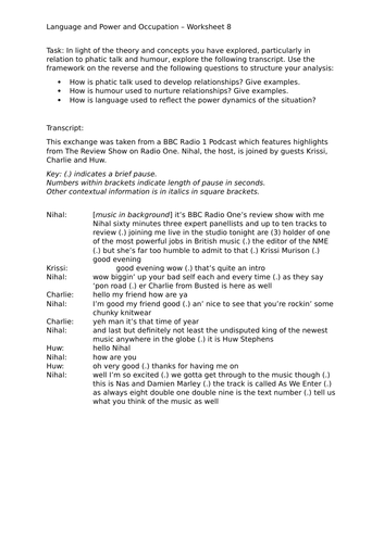 Language and Power and Occupation A Level Unit | Teaching Resources