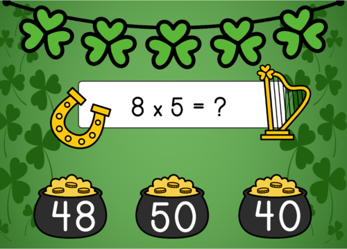 St. Patrick's Day Multiplication Facts to 12 Game - Elevate Math Skills ...