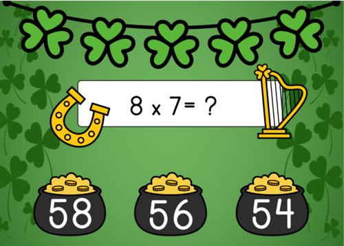 St. Patrick's Day Multiplication Facts to 12 Game - Elevate Math Skills ...