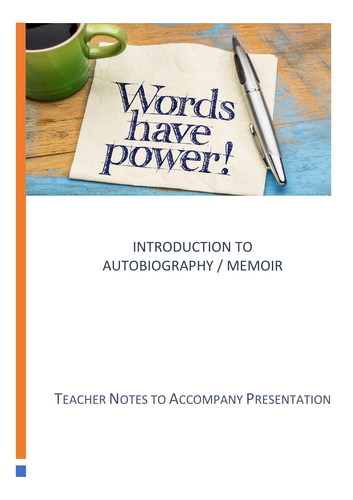 Autobiography Memoir Introduction PowerPoint Presentation with Teacher ...