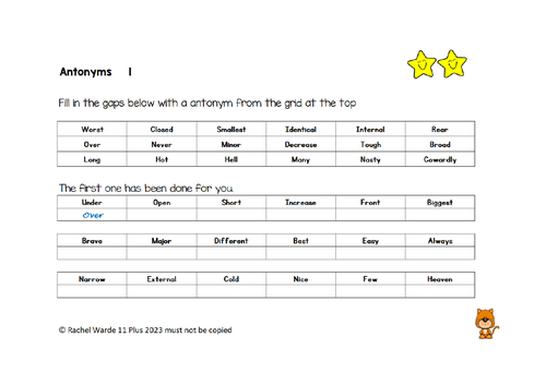 Antonym match up grid FREE SAMPLE | Teaching Resources