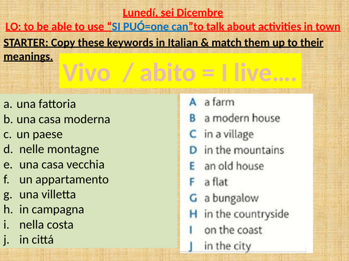 Si puó + infinitive - Activities in Town Italian - Attivitá in Cittá ...