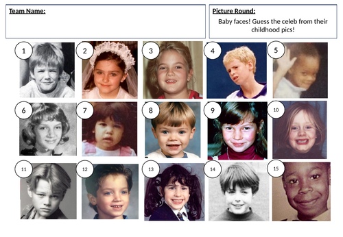 Celebrity Babies Picture Quiz - answers in description | Teaching Resources