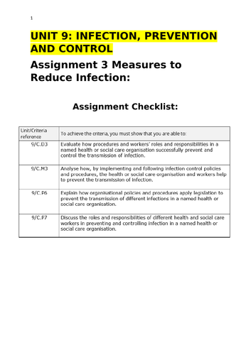 Unit 9: Infection, Prevention and Control | Teaching Resources