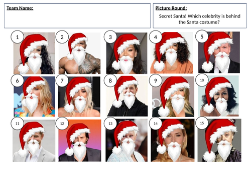 Santa Faces Christmas Picture Quiz - answers in description | Teaching ...