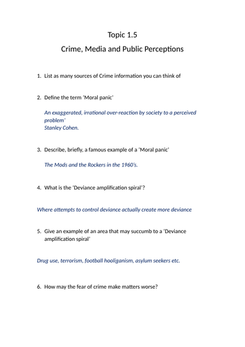 The impact of Media on Public Perceptions of Crime. | Teaching Resources
