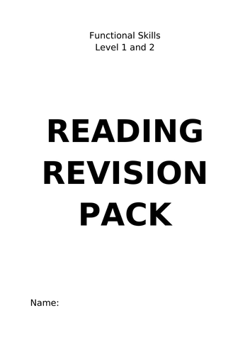 Functional Skills English Level 1 and 2 Reading/Writing Revision ...