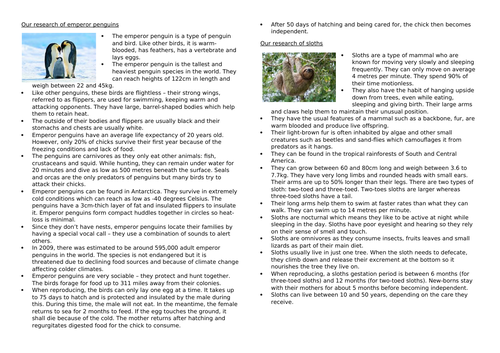 Animals comprehension texts and question sets | Teaching Resources