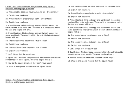 Animals comprehension texts and question sets | Teaching Resources