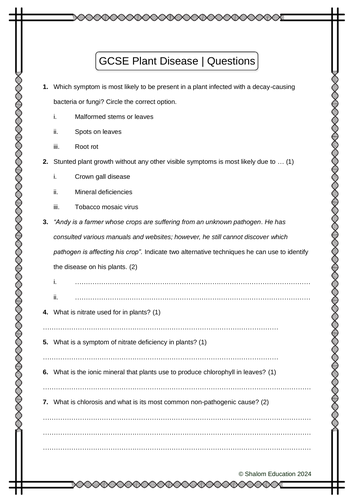 AQA GCSE Biology - Health and Disease: 40 Activity + Practice Question ...