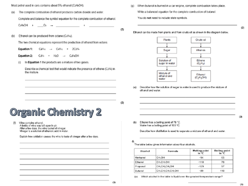 GCSE Exam Question sheets homework revision AQA Chemistry trilogy ...