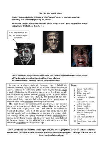 KS3 Gothic cover worksheets | Teaching Resources