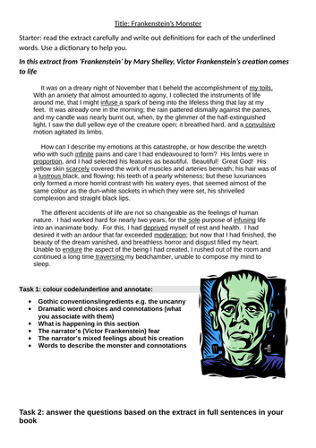 KS3 Gothic cover worksheets | Teaching Resources